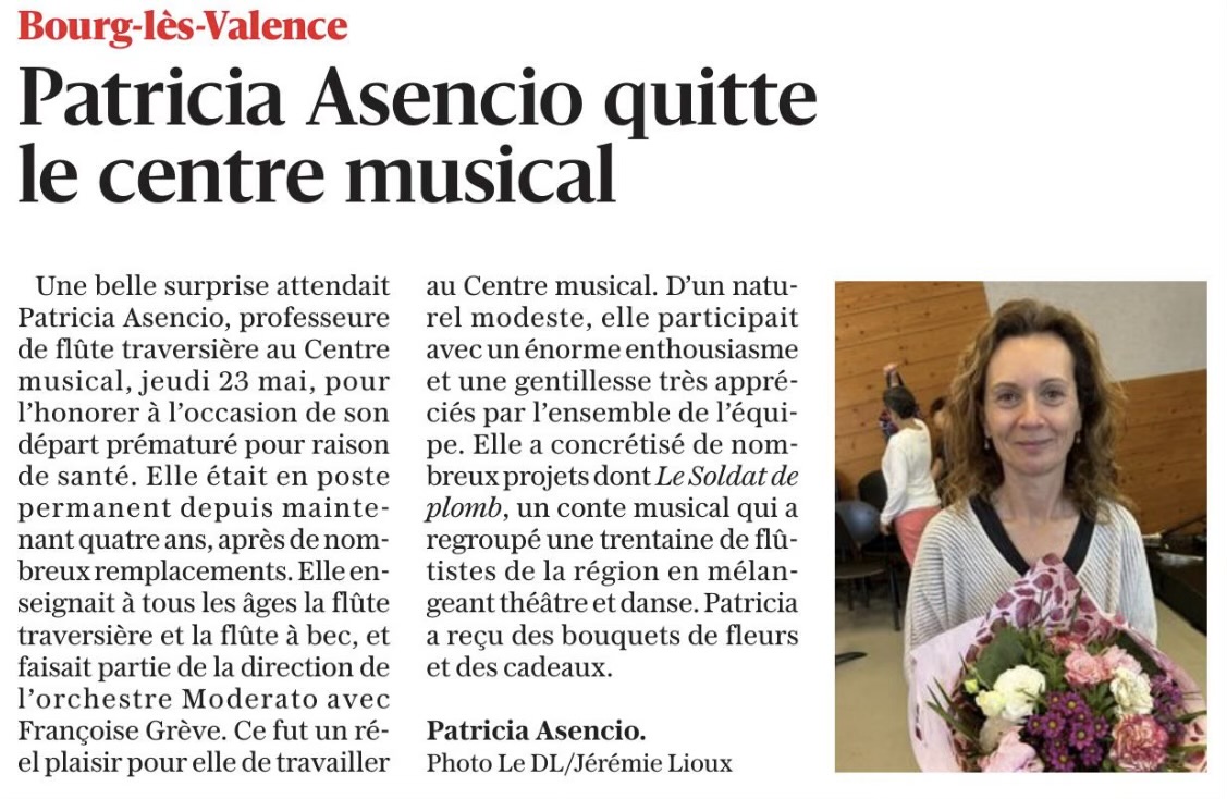 AU REVOIR PATRICIA et merci pour tout ! – Centre Musical Bourg-les-Valence